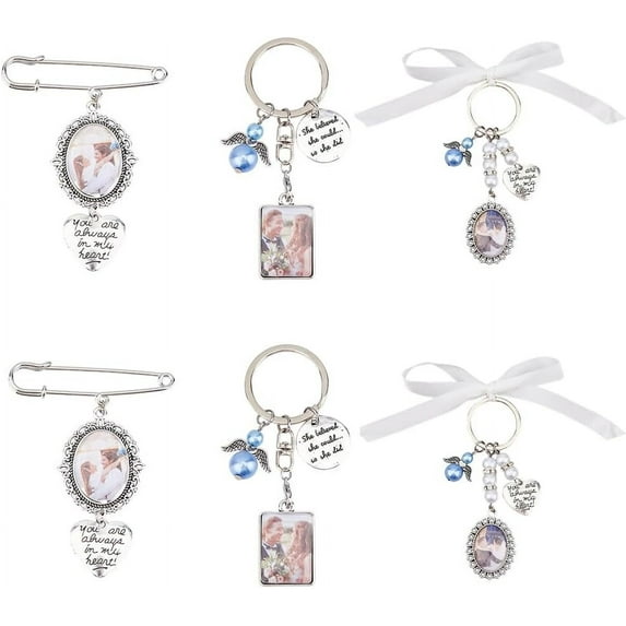 6Pcs 3Styles Wedding Bouquet Photo Charm Memory Bride Pendant Charms ...