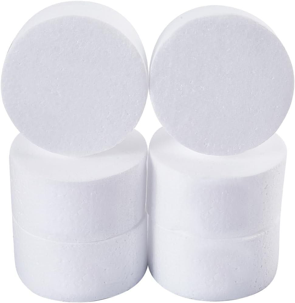 6Pcs 4 Inch White Foam Discs Round Foam Circles Polystyrene Craft ...