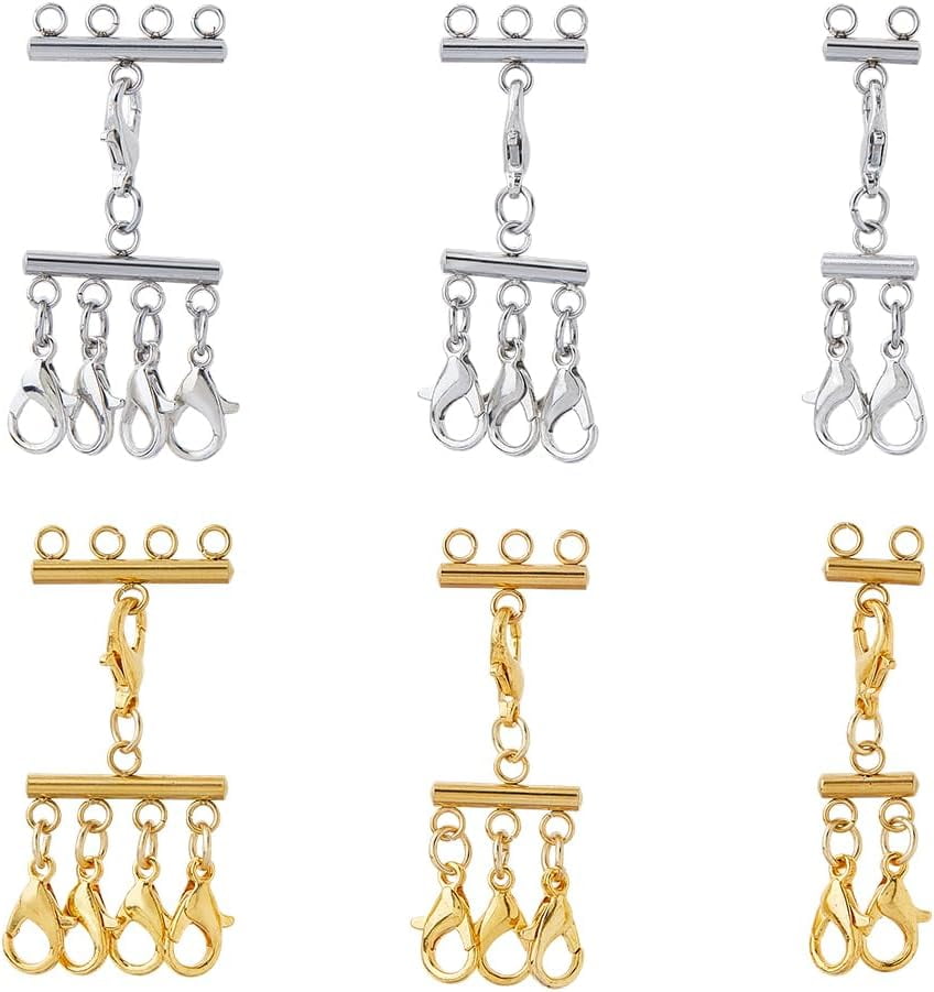 6Pcs 44mm Necklace Layering Clasp 304 Stainless Steel Necklace ...