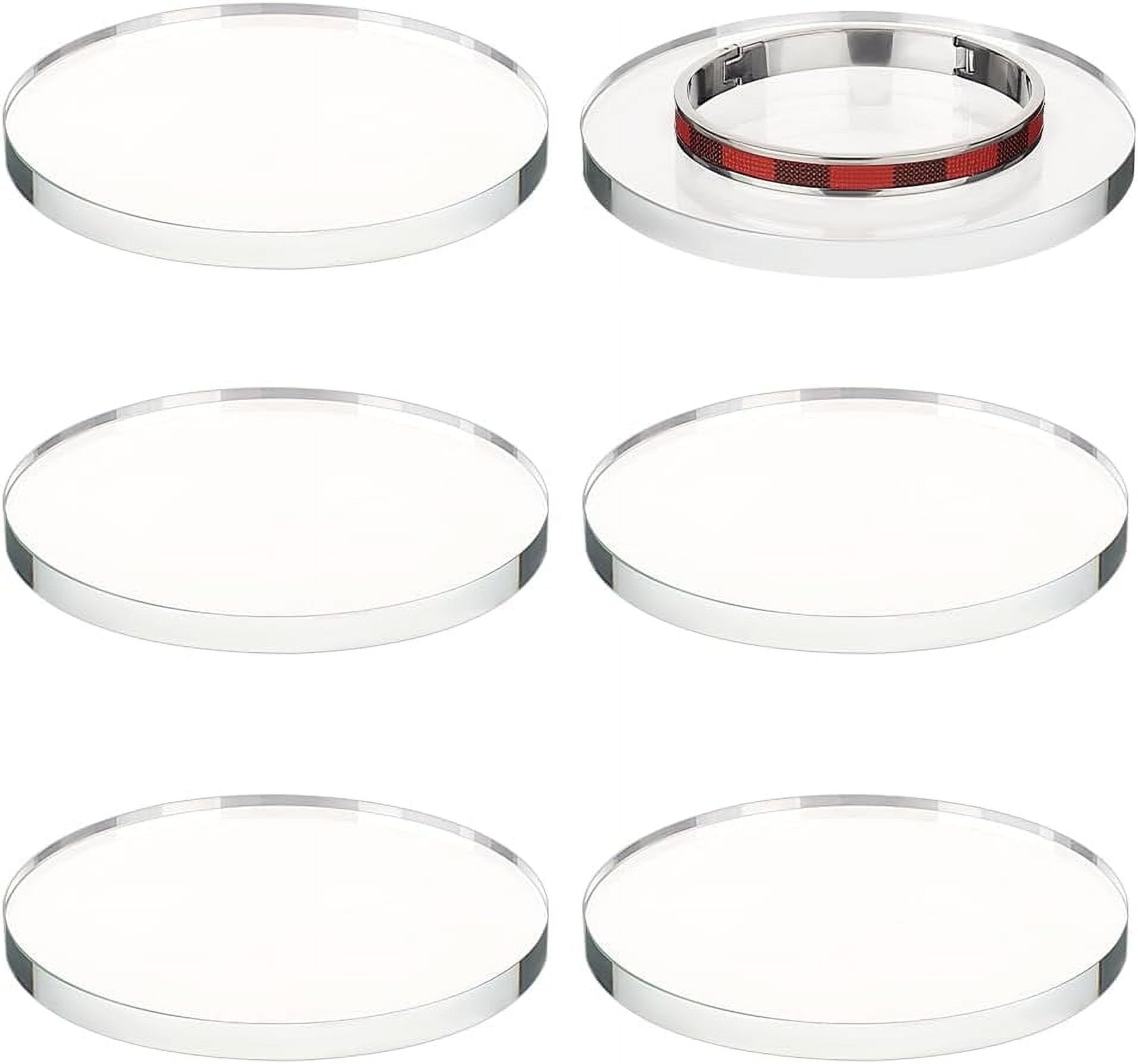 6Pcs 4inch Glass Round Display Block 0.3 inch Thick Polished Glass ...