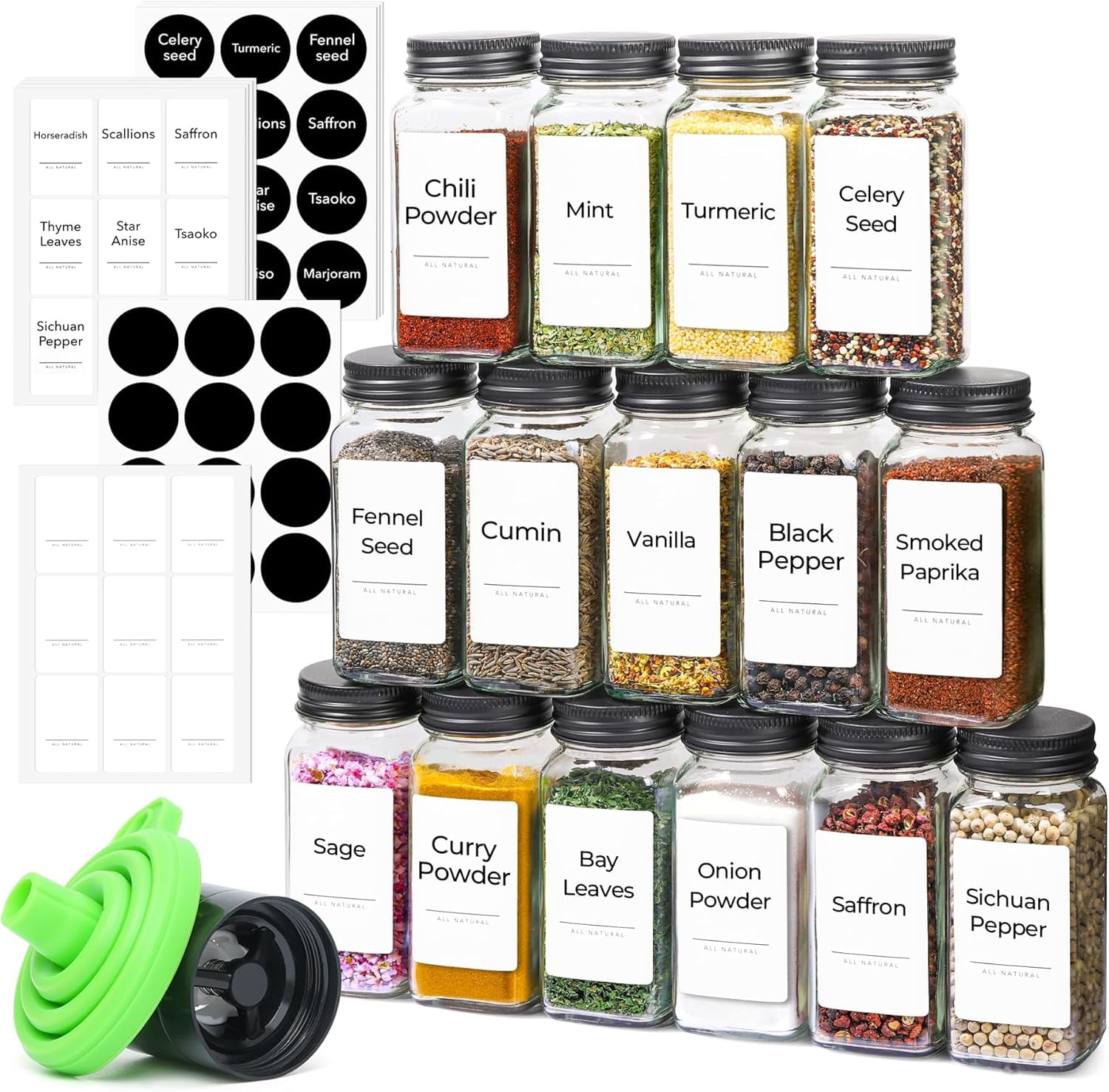 6Pcs 4oz Glass Spice Jars with Shaker Lids, 21 Labels, Spice Jars Trial ...
