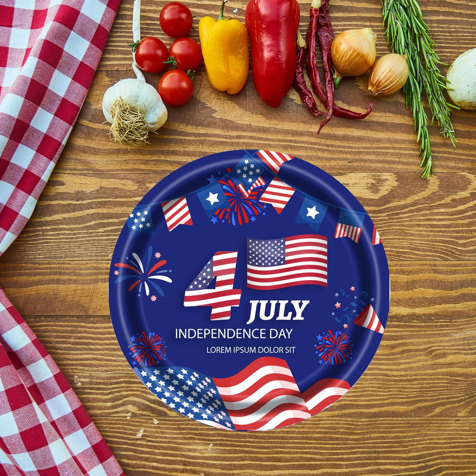 6Pcs 4th of July Patriotic Disposable Paper Plates, Heavy-duty Oil ...