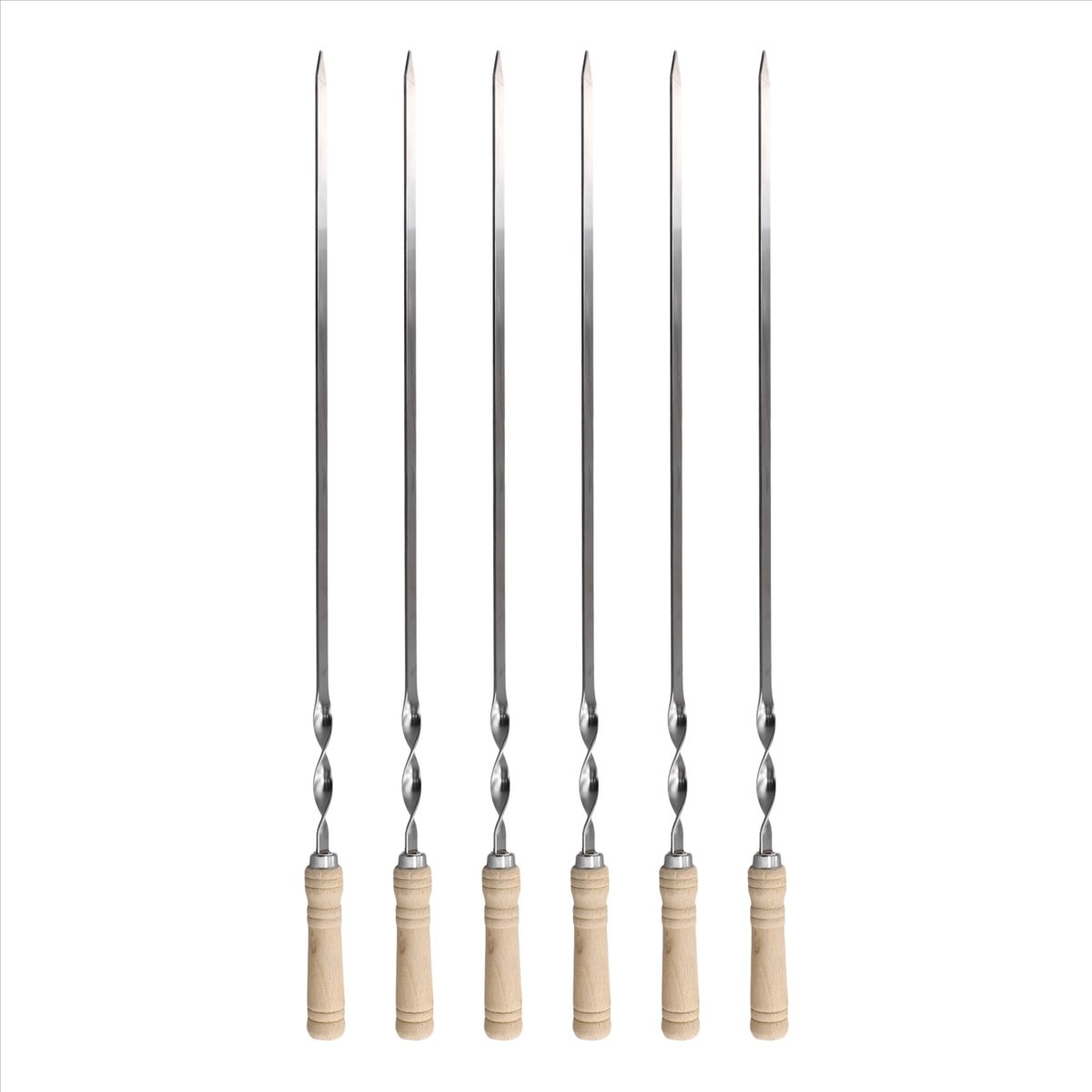 6Pcs 55cm BBQ Skewers Long Handle Shish Kebab Barbecue Grill Stick Wood ...