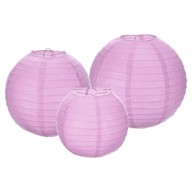 6Pcs 6"8 "12" Light Purple Paper Lanterns Decorative Round Hanging Ball ...