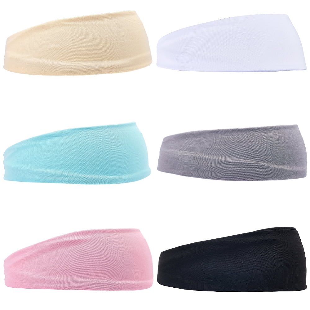6Pcs 6 Colors Cloth Wide Headband for Sports Soft and Stretchy Sweat ...