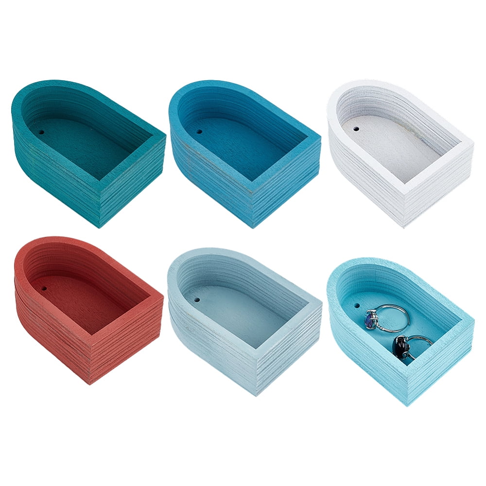 6Pcs 6 Colors Mini Wood Wall Mounted Jewelry Display Stands Arch Shape ...