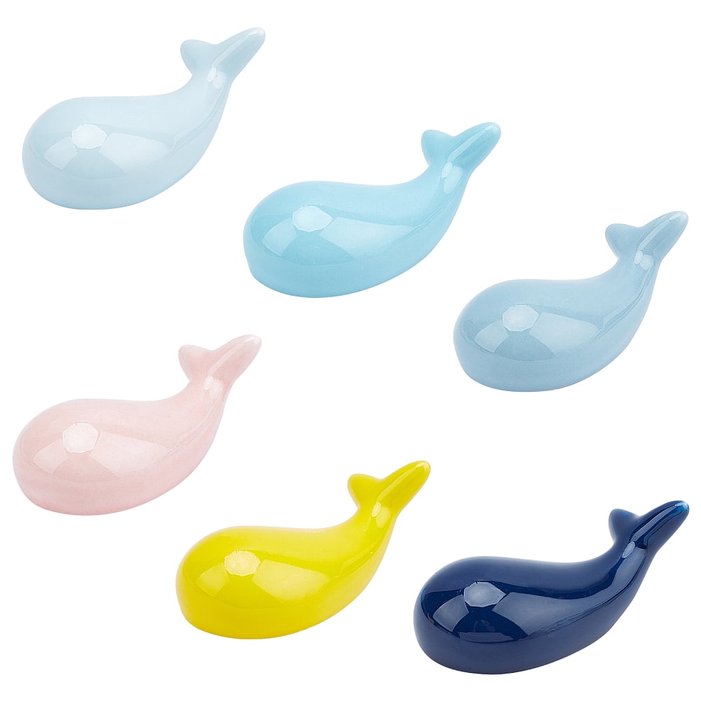 6Pcs 6 Colors Porcelain Chopstick Rest Dolphin Shaped Yellow 72x34x21mm ...