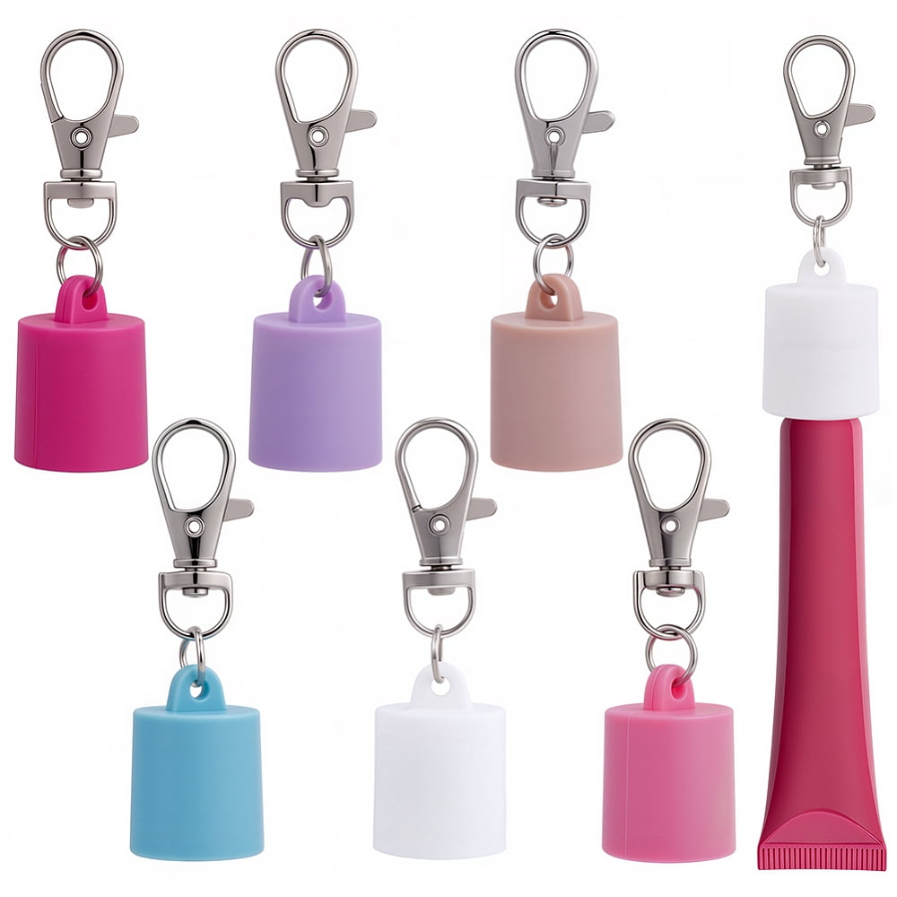 6Pcs 6 Colors Silicone Lipstick Cover Pendant Decorations with Alloy ...