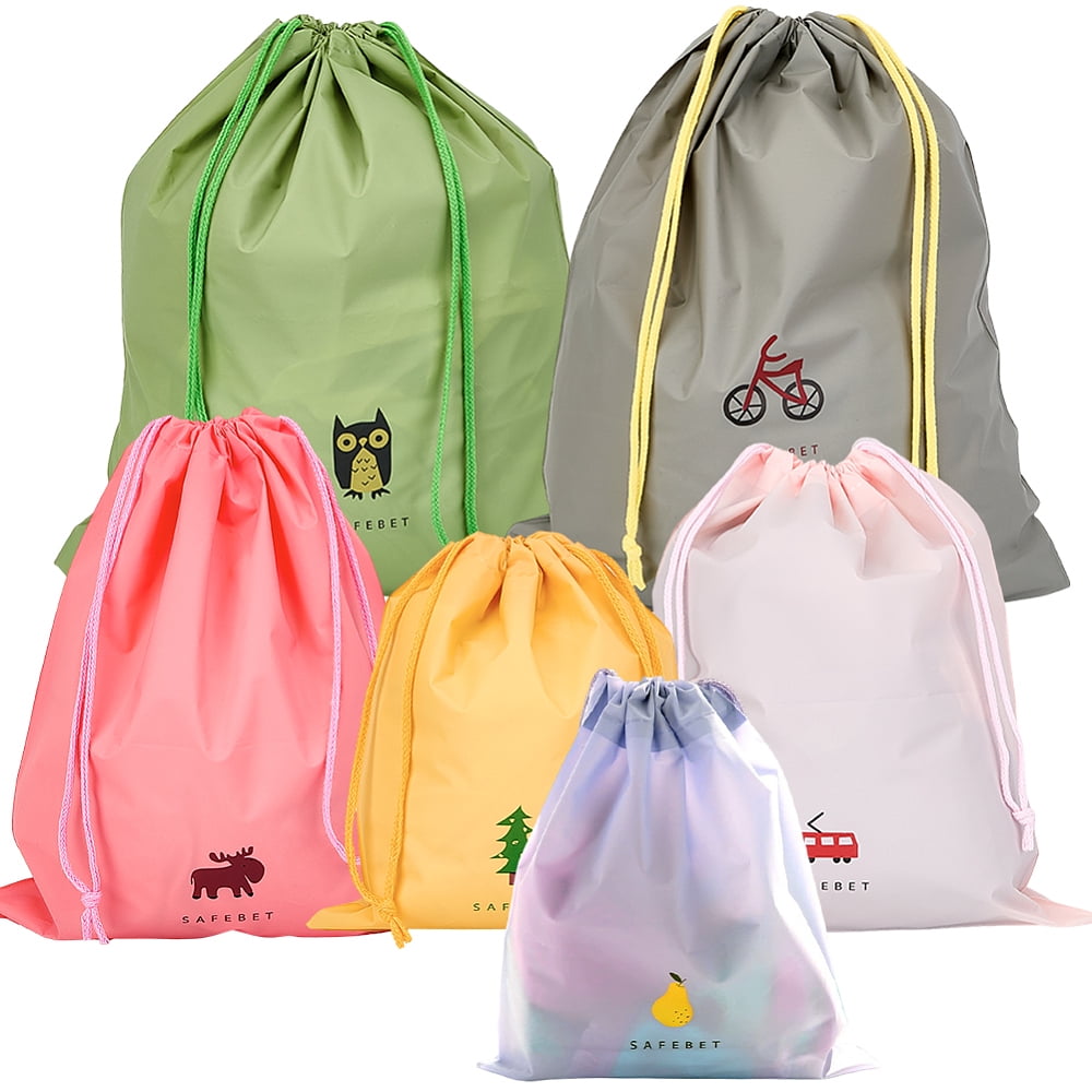 6Pcs 6 Colors Waterproof Drawstring Bag Gym Storage Bags Bulk ...