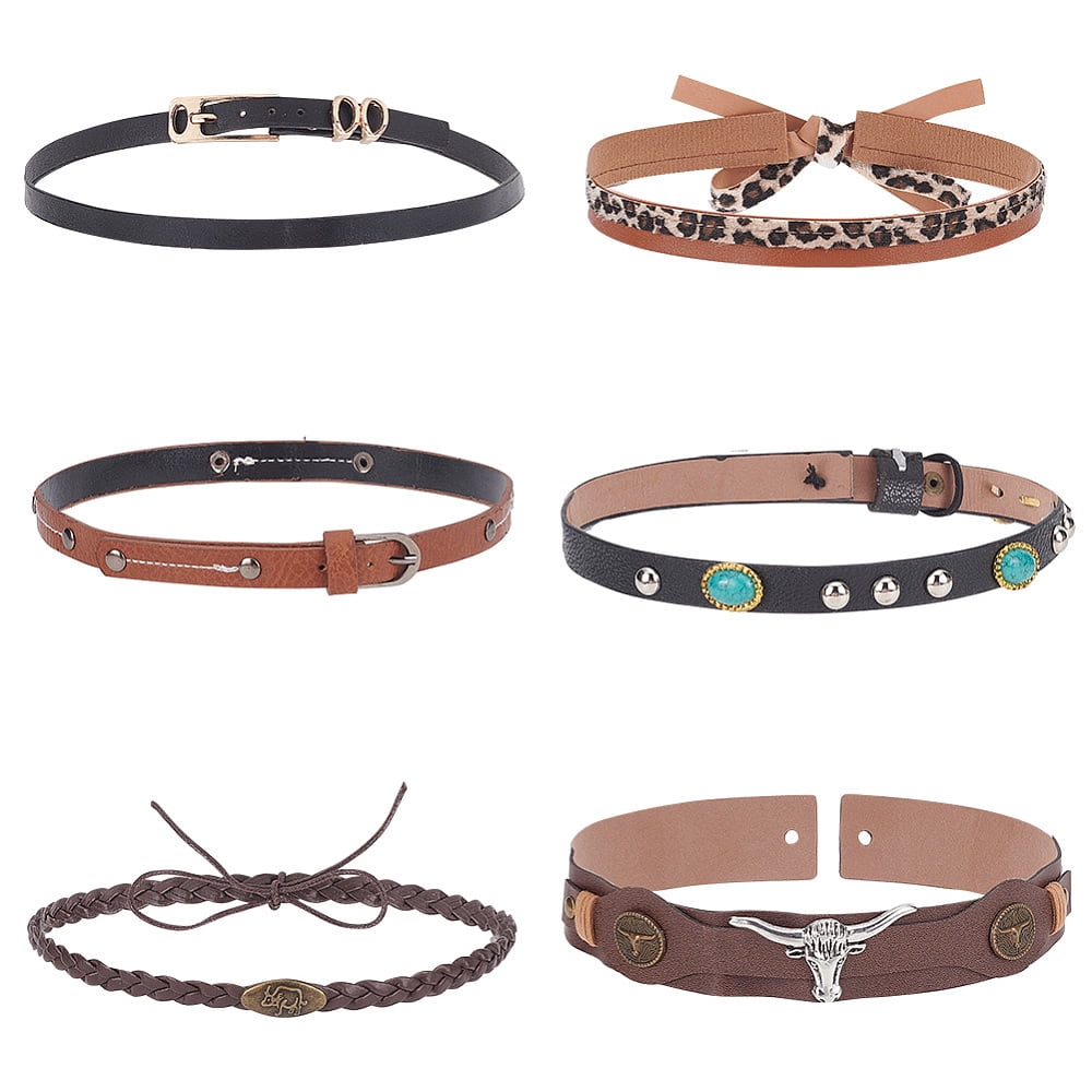 6Pcs 6 Style Imitation Leather Southwestern Cowboy Hat Band with Alloy ...