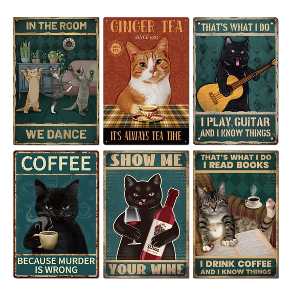 6Pcs 6 Style Vintage Metal Tin Sign Iron Wall Decor for Bars ...