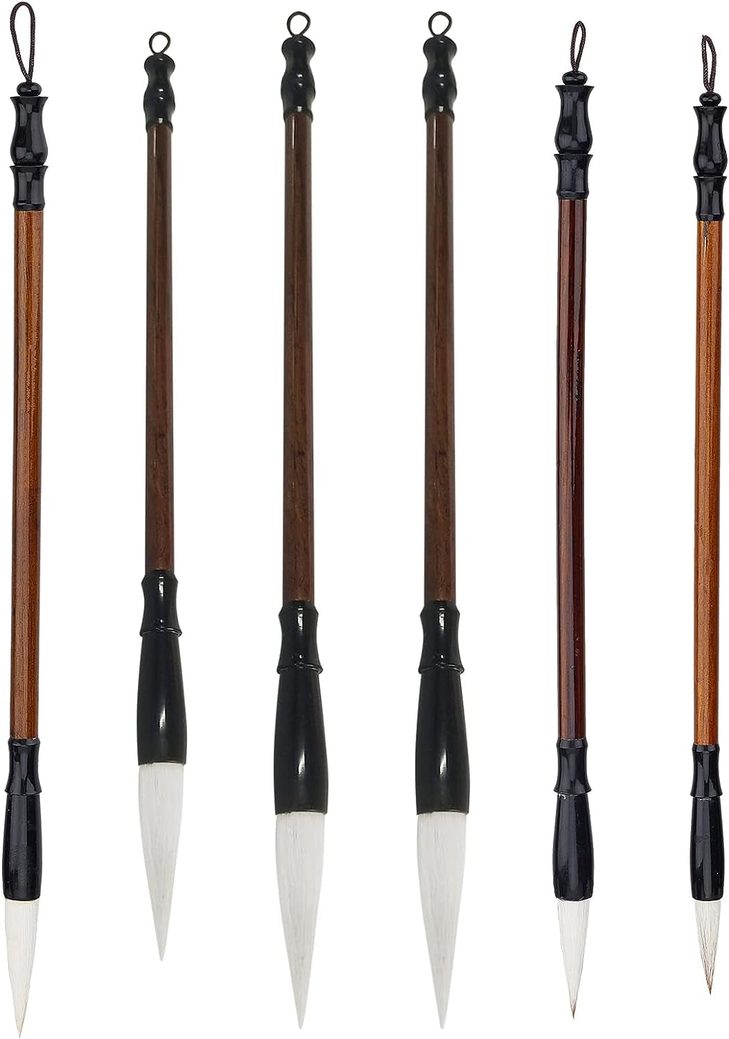 6Pcs 6 Style Wooden Chinese Calligraphy Drawing Brush Pen with JianHao ...