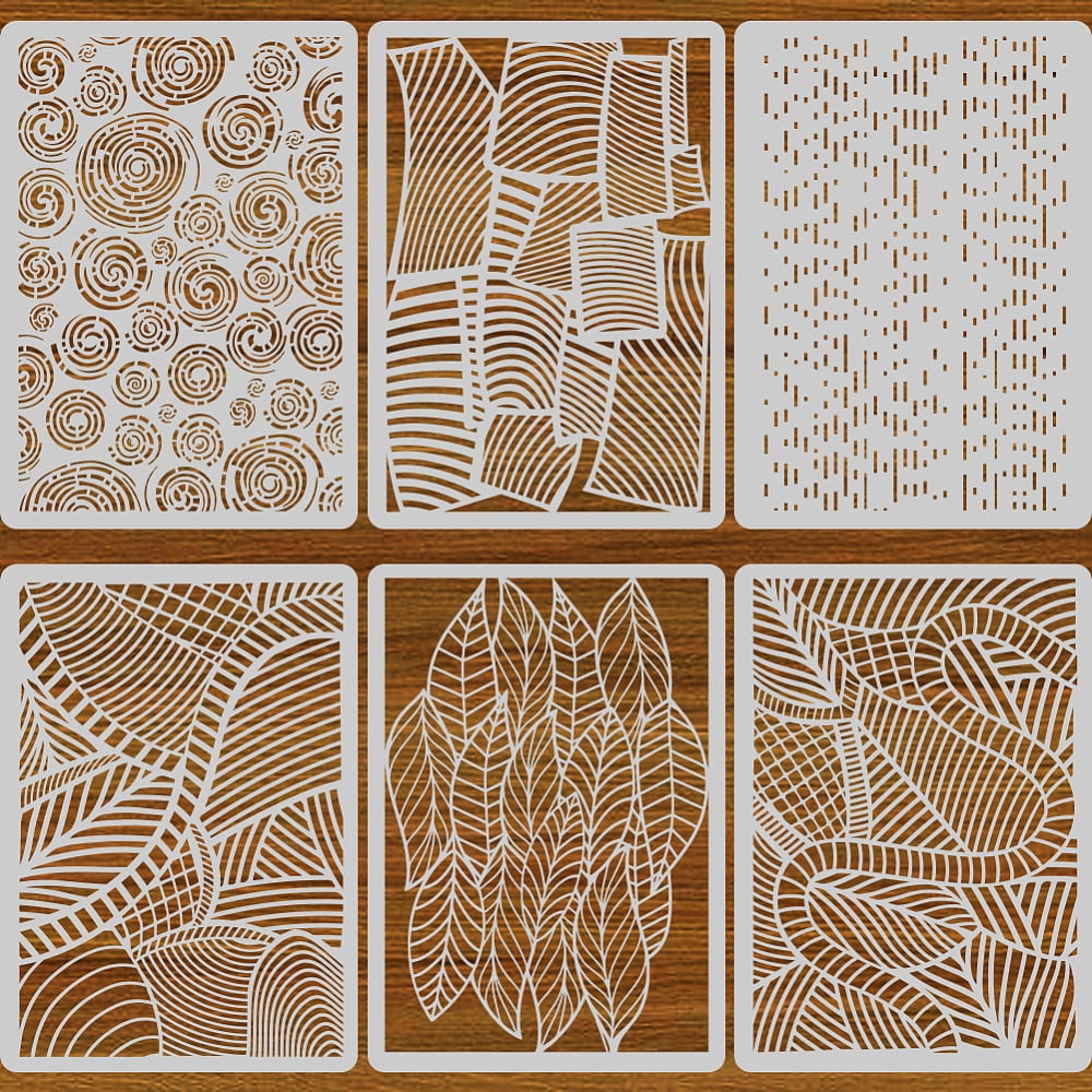 6Pcs 6 Styles Abstract Painting PET Plastic Hollow Out Drawing Painting ...