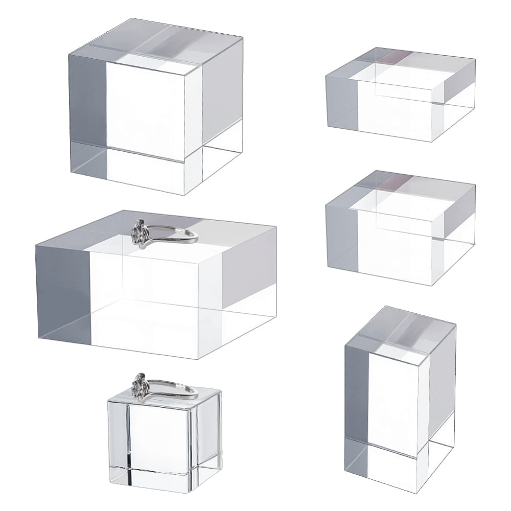 6Pcs 6 Styles Acrylic Jewelry Display Bases Square Clear 3~5.05x3~5 ...
