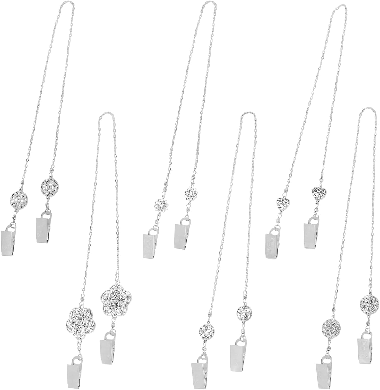 6Pcs 6 Styles Alloy Iron Napkin Chain Clip with Brass Twisted Chains ...