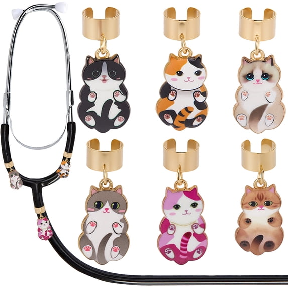 6Pcs 6 Styles Cat Stethoscope Charms Stethoscope Accessories Alloy ...