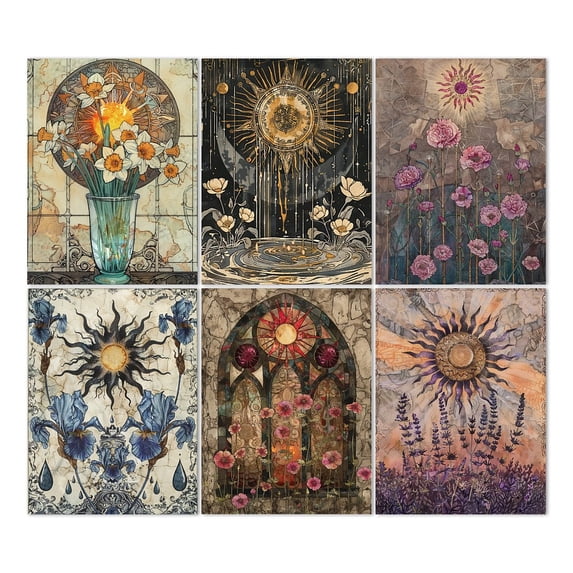 6Pcs 6 Styles Chemical Fiber Oil Canvas Hanging Painting Home Wall ...