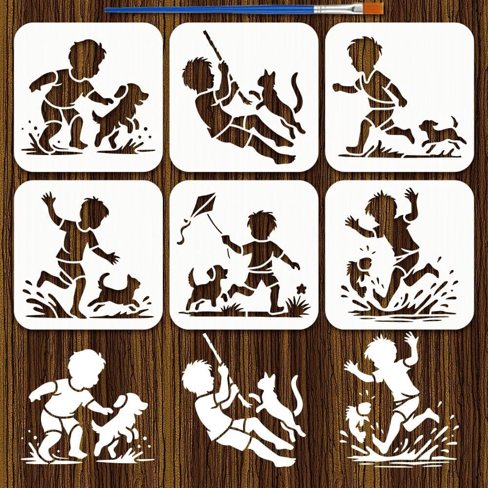 6Pcs 6 Styles Hollow Out Drawing Painting Stencils for DIY Scrapbook ...