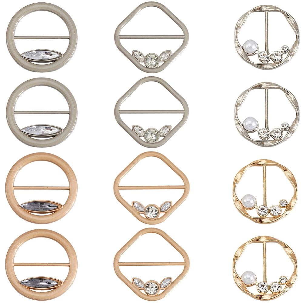 6Pcs 6 Styles Metal T Shirt Clips Alloy Round Ring Rhombus Imitation ...