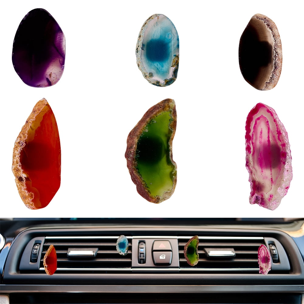 6Pcs 6 Styles Natural Agate Car Air Vent Clips Cute Automotive Interior ...