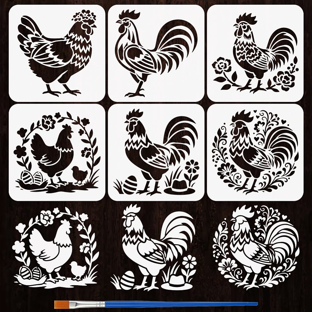 6Pcs 6 Styles PET Hollow Out Drawing Painting Stencils for DIY ...