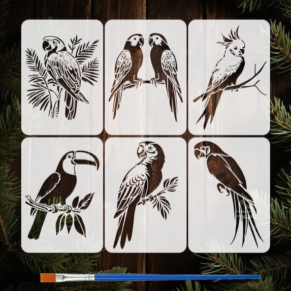 6Pcs 6 Styles PET Hollow Out Drawing Painting Stencils for DIY ...