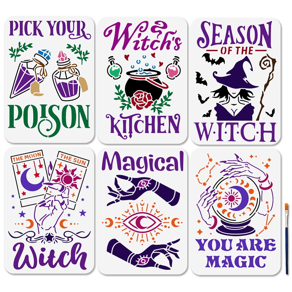 6Pcs 6 Styles PET Hollow Out Drawing Painting Stencils for DIY ...