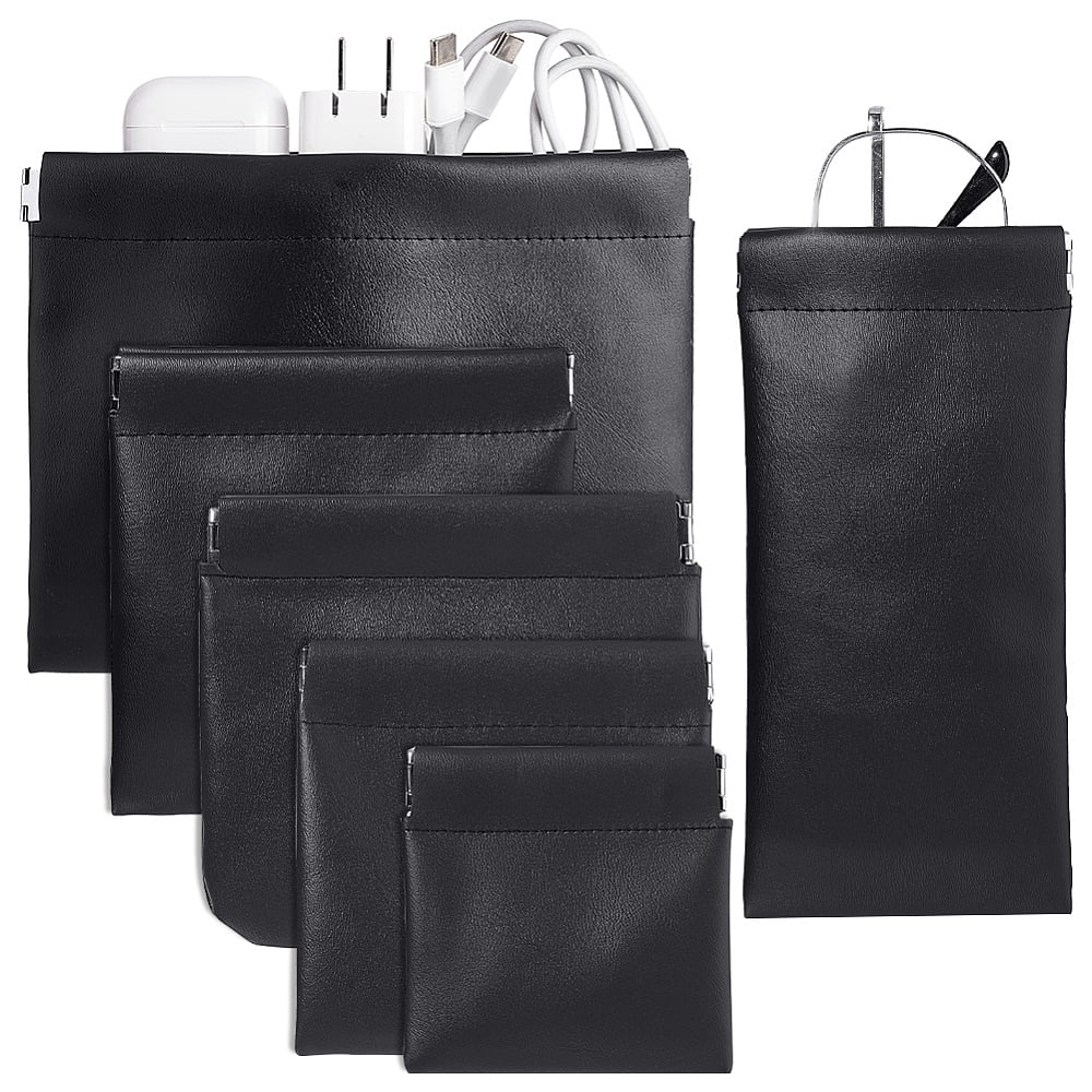 6Pcs 6 Styles PU Leather Makeup Bags Portable Travel Squeeze Top ...