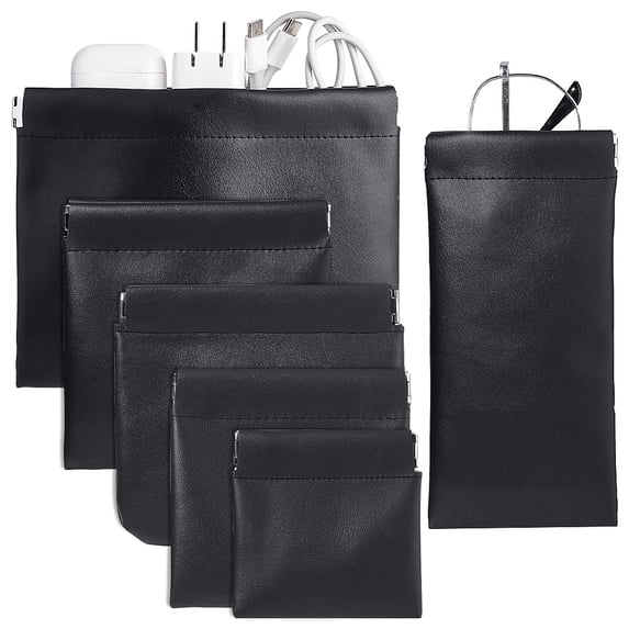 6Pcs 6 Styles PU Leather Makeup Bags Portable Travel Squeeze Top ...