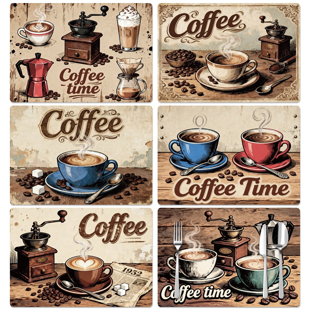 6Pcs 6 Styles Plastic Placemat Table Mat Hot Pads Rectangle Coffee ...