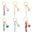 6Pcs 6 Styles Resin Keychains with Brass Micro Pave Cubic Zirconia ...