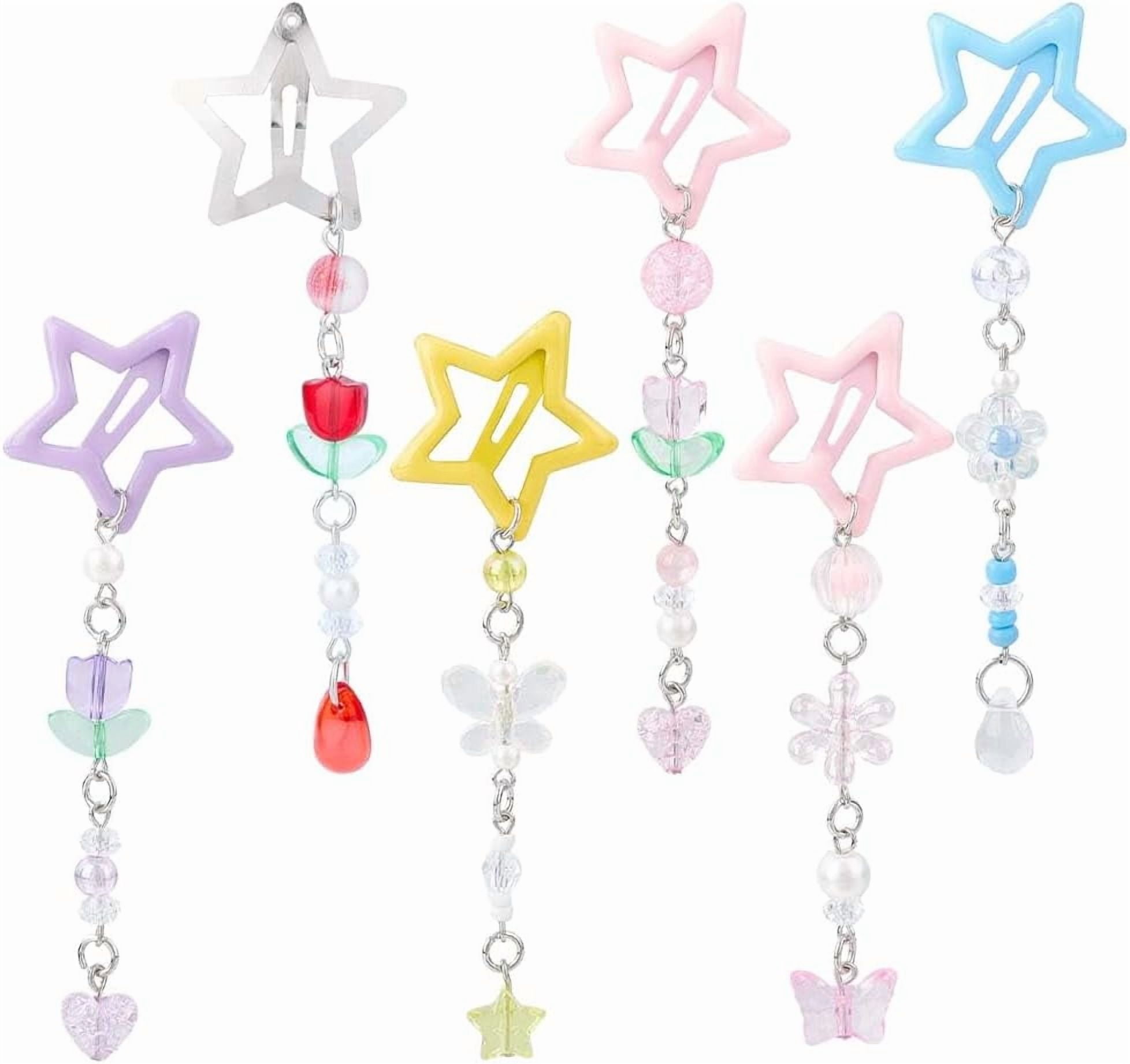 6Pcs 6 Styles Star Tassels Hair Clips Non-Slip 2000s Snap Plastic ...