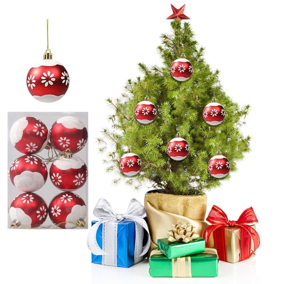 6Pcs 6CM Christmas Tree Ball Baubles Set, Multi-Design Hanging Decor ...