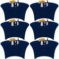 6Pcs 6FT Navy Blue Round Spandex Tablecloth 72 inch Stretchable Table ...