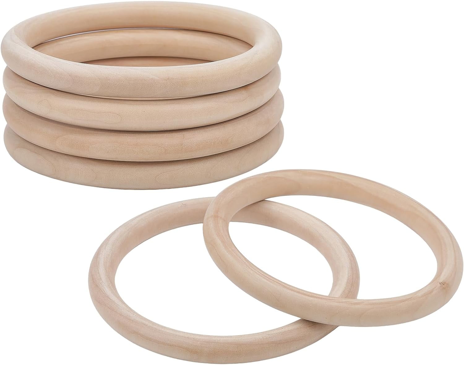 6Pcs 6Inch Unfinished Wooden Rings Wood Curtain Rings for Curtain Rod ...