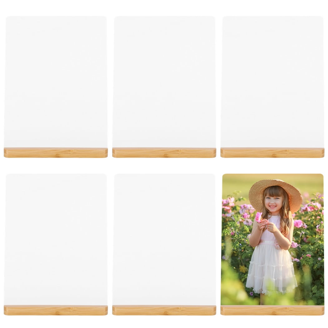6Pcs 7.99 x 5.98" Aluminum Sublimation Blanks with 6 Wood Stands, Photo ...