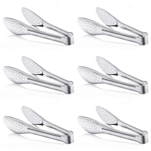 6Pcs 7 Inch Stainless Steel Serving Tongs Kit, Durable Serving Utensils ...