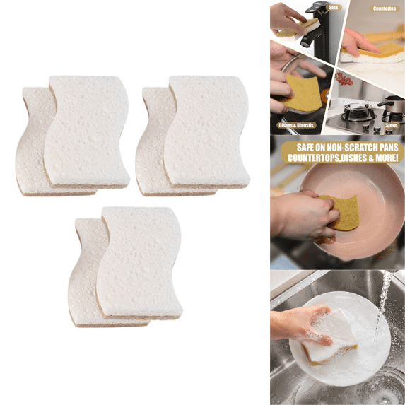 6Pcs Absorbent Scrub Sponges, Multi Use Kitchen Sponges for Dishes ...