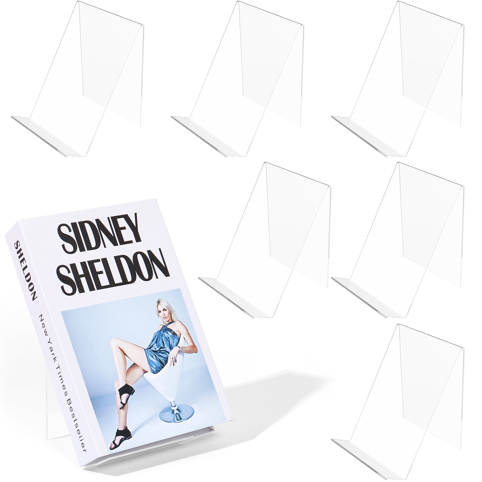 6Pcs Acrylic Book Stand,Clear Book Display Easel,Stable Stackable ...