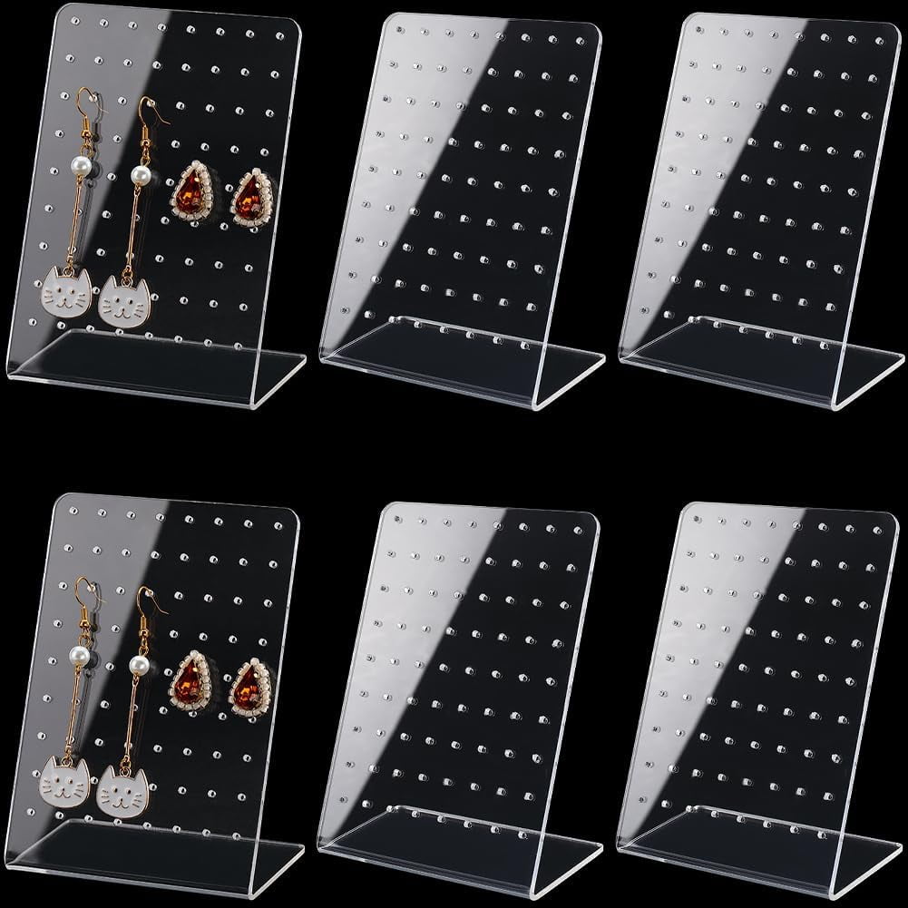 6Pcs Acrylic Earrings Display Stand Clear Slant Back Ear Studs Jewelry ...