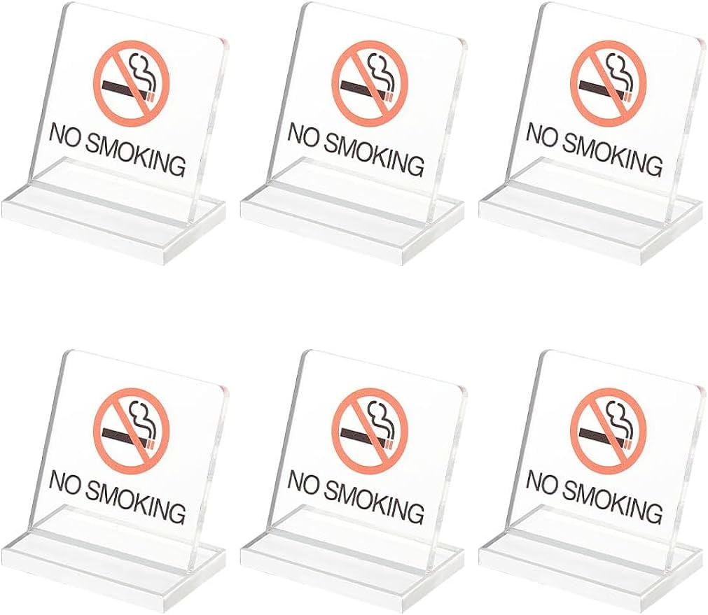 6Pcs Acrylic No Smoking Table Signs Non-Smoking Desk Logo Indicator No ...