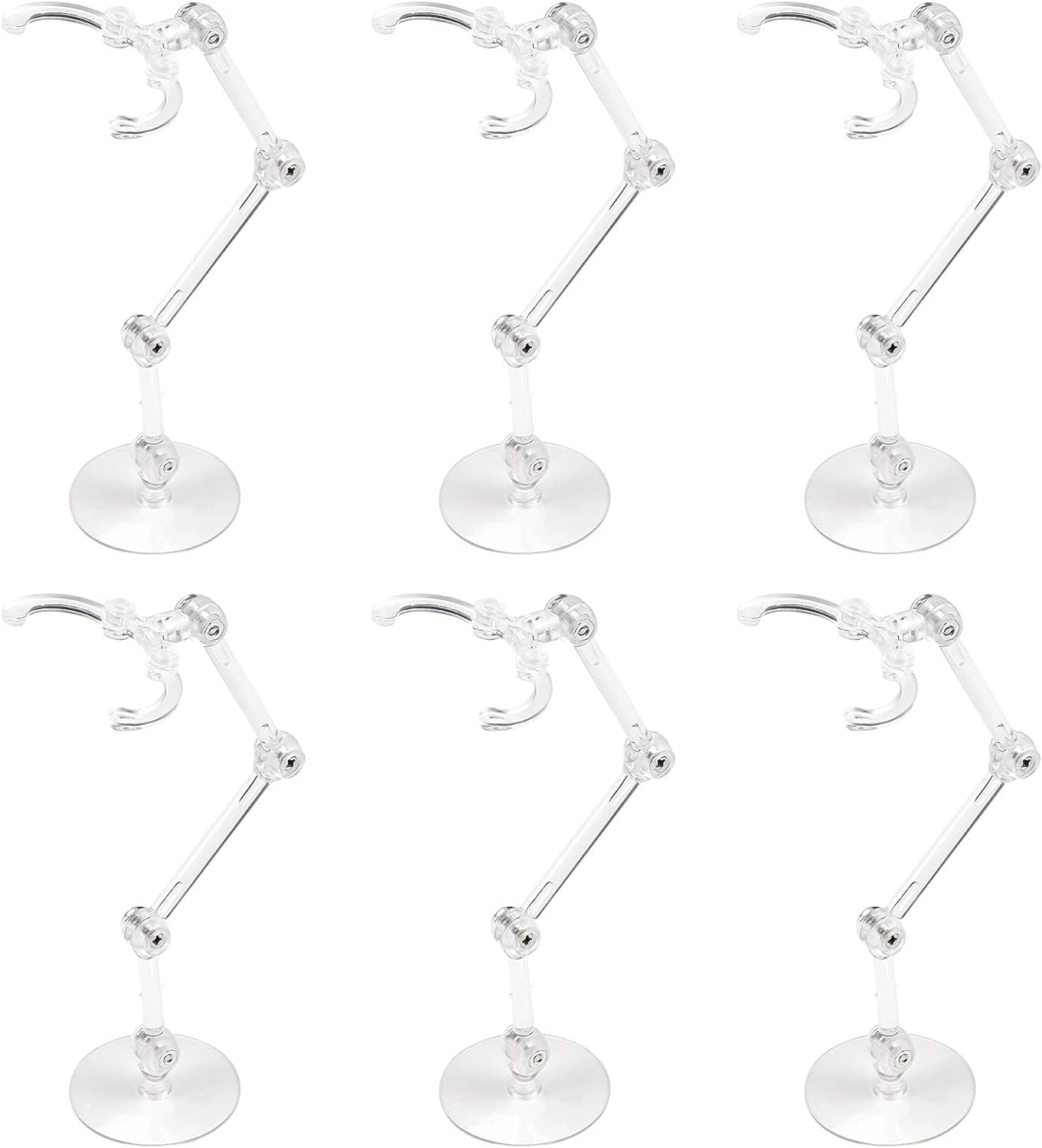 6Pcs Action Figure Display Holder Base - Clear Round Miniature Bases ...