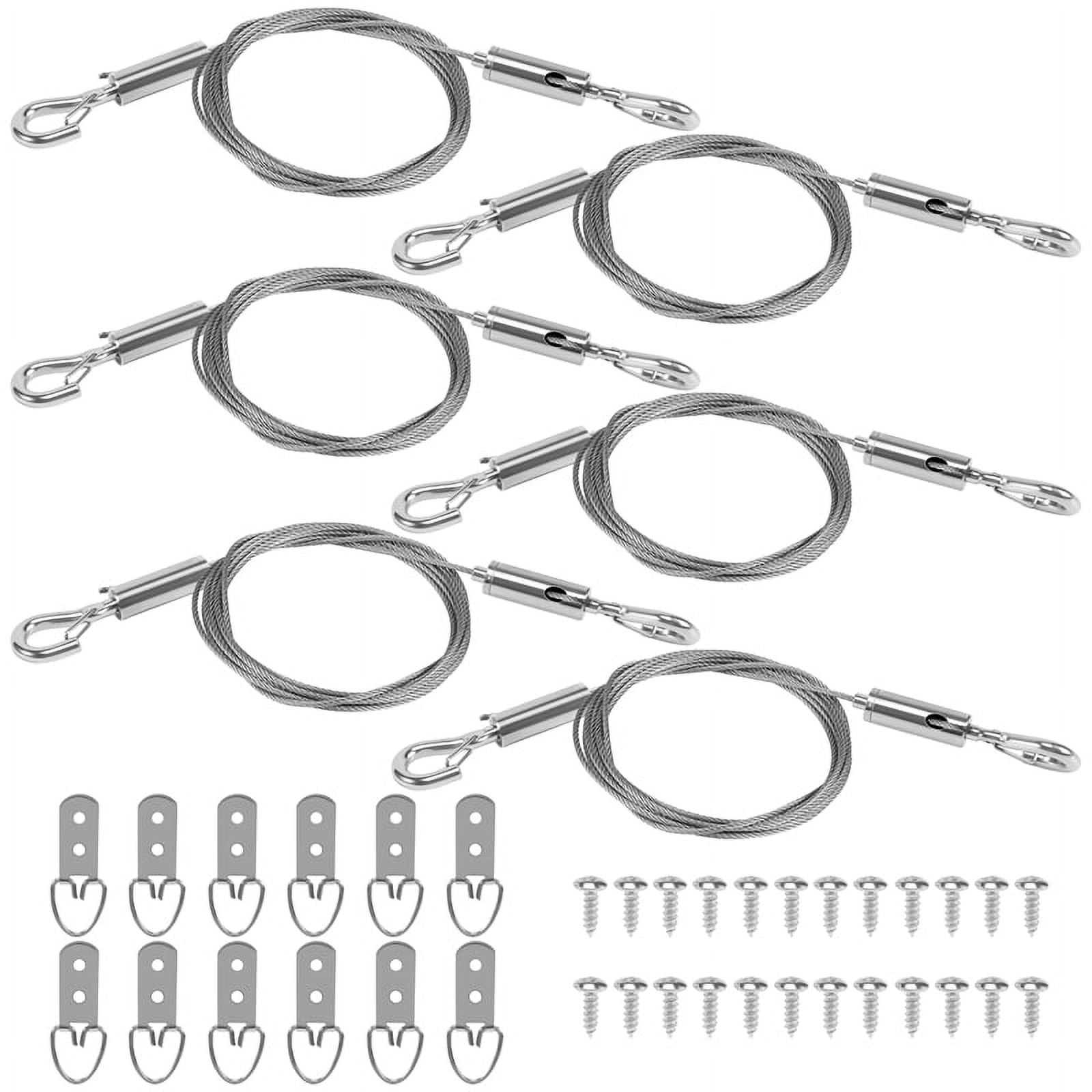 6Pcs Adjustable Picture Hanging Wire Kit with D Rings Duty Mirror ...