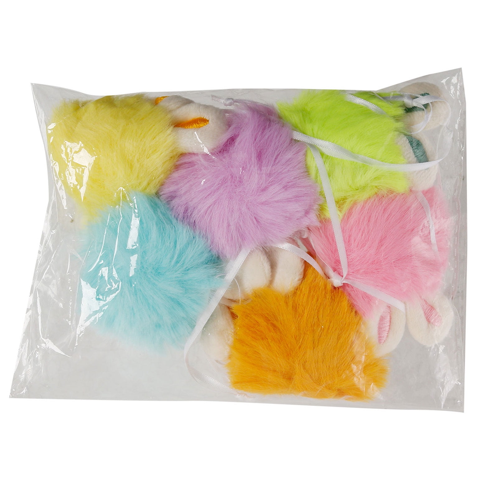 6Pcs Adorable Hare Ear Furry Keychain Pendant Fodt Plush Shape Festival ...