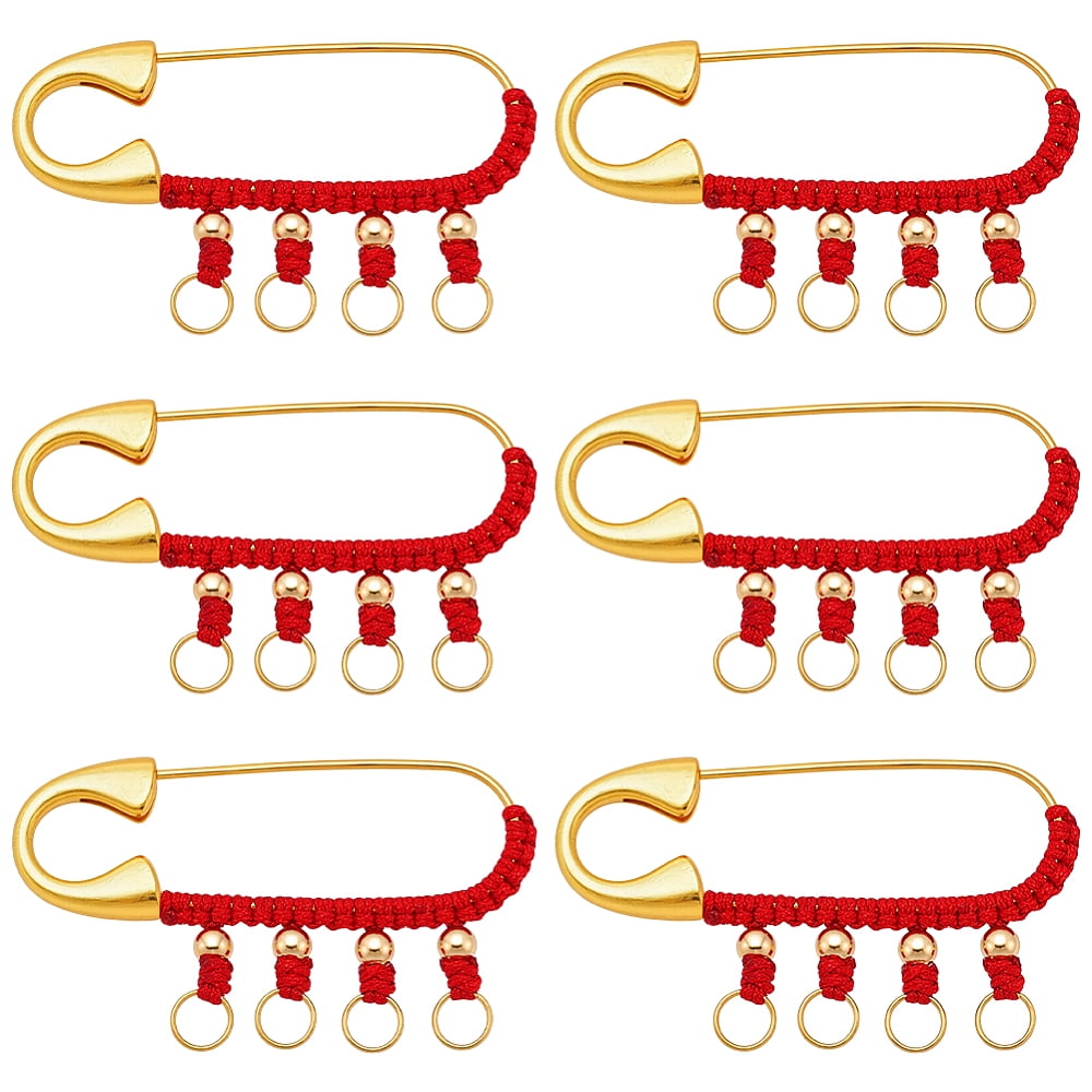 6Pcs Alloy Safety Pin Findings with Nylon Thread and 304 Stainless ...