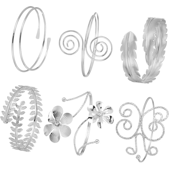 6Pcs Arm Cuff Bracelet for Women, Leaves Upper Cuffs Open Adjustable ...