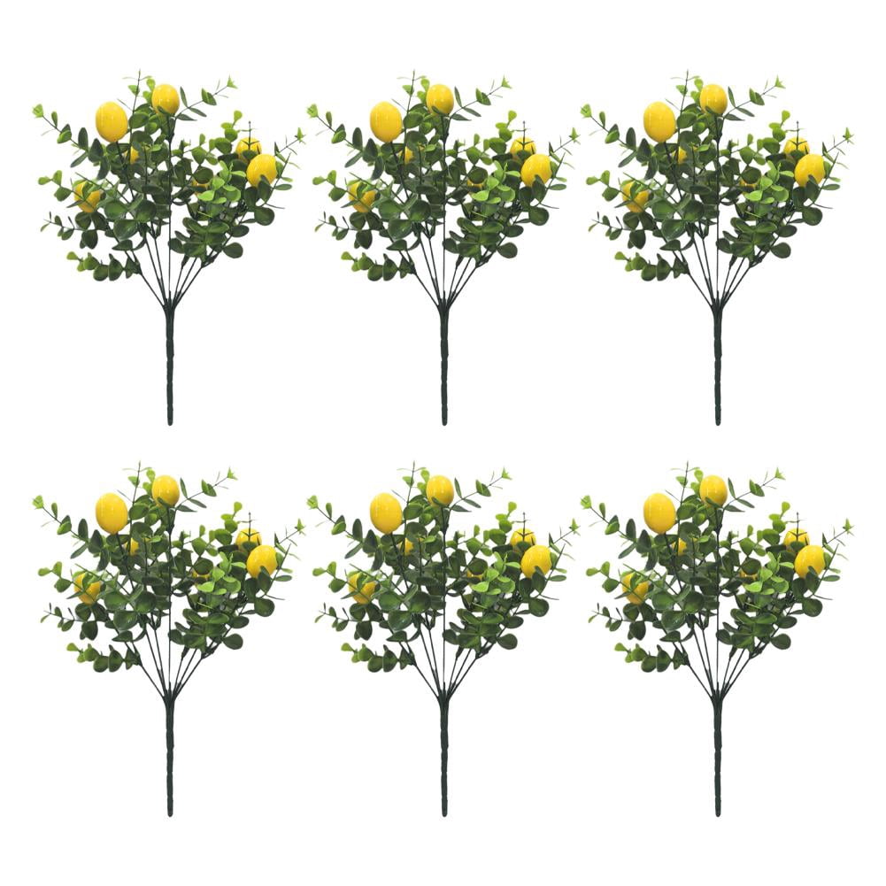 6Pcs Artificial 7-Branch Eucalyptus Lemon Flower Bouquets, Fake ...