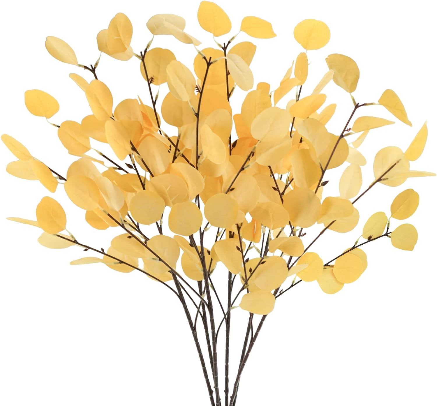 6Pcs Artificial Fall Eucalyptus Leaves Stems, 33.8” Fake Eucalyptus ...