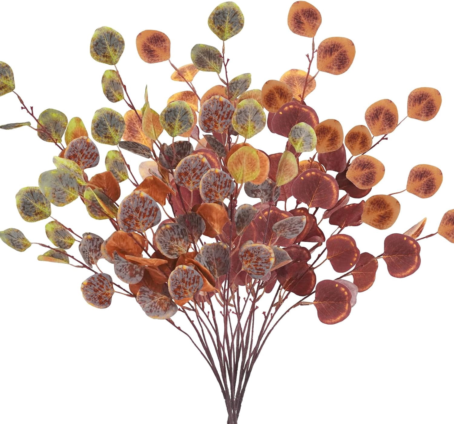 6Pcs Artificial Fall Eucalyptus Leaves Stems, 33.8” Fake Eucalyptus ...