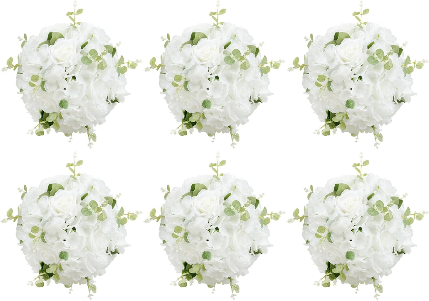 6Pcs Artificial Flower Ball Arrangement, 13.4" Diameter Fake Flowers ...